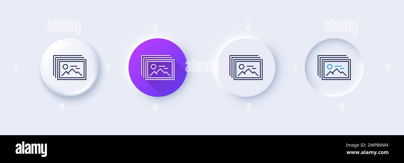 Image gallery line icon. Photo thumbnail sign. Line icons. Vector Stock ...