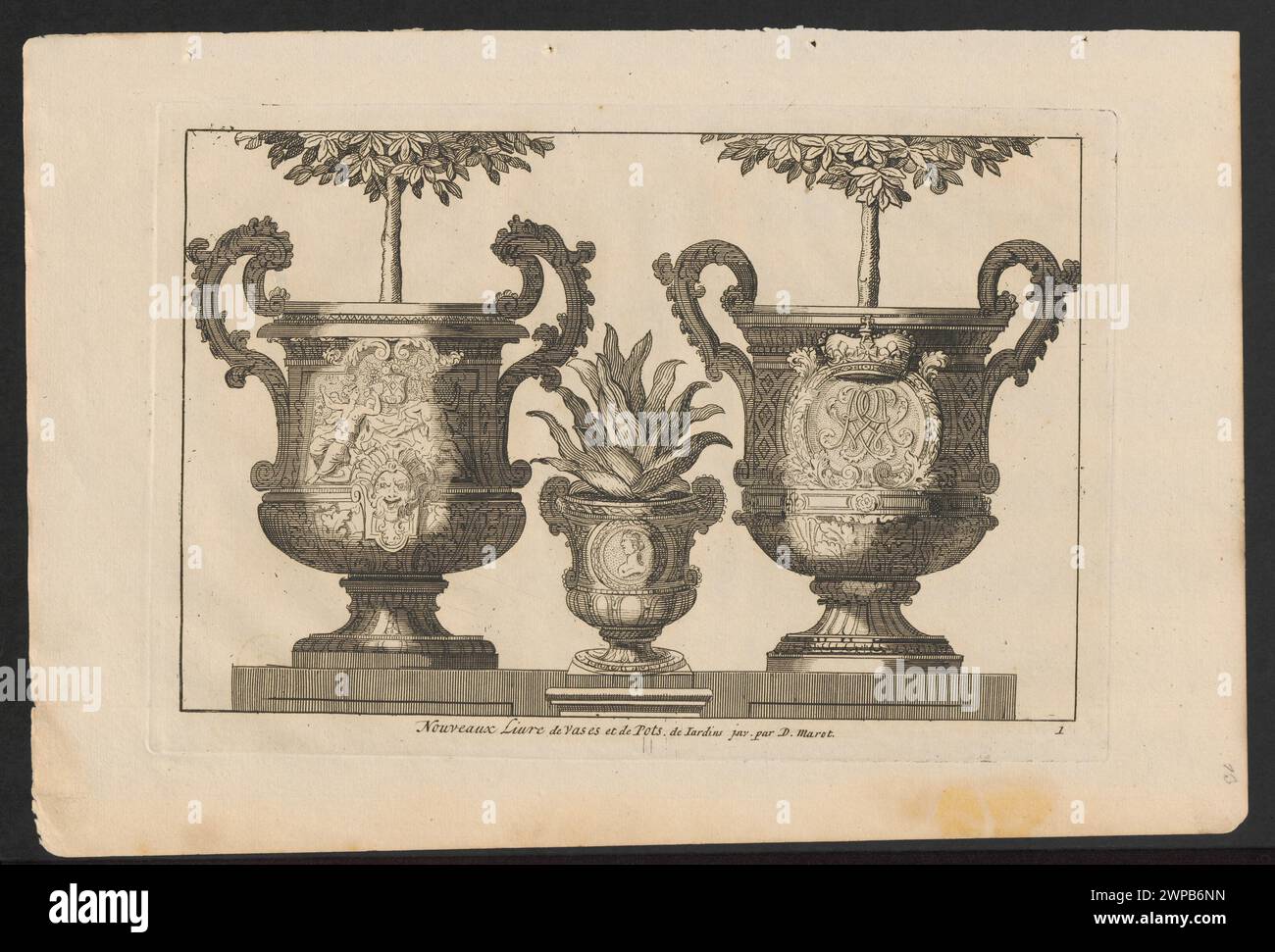 Title card from project No. 1 after 1703 shows three garden vases in a ...
