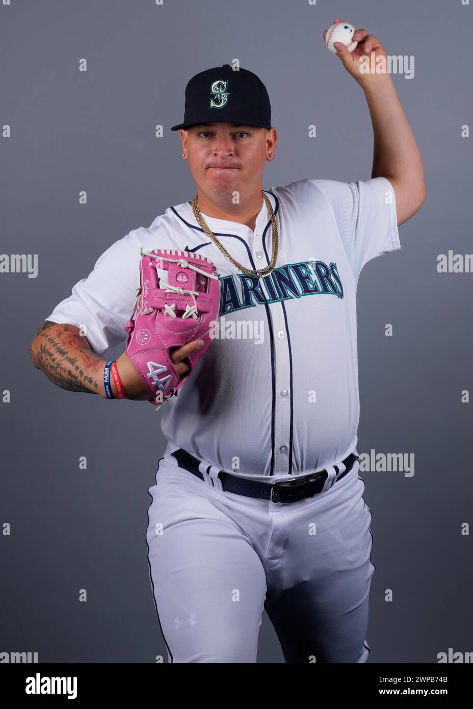 Seattle Mariners pitcher Jhonathan Díaz poses for a portrait Friday ...