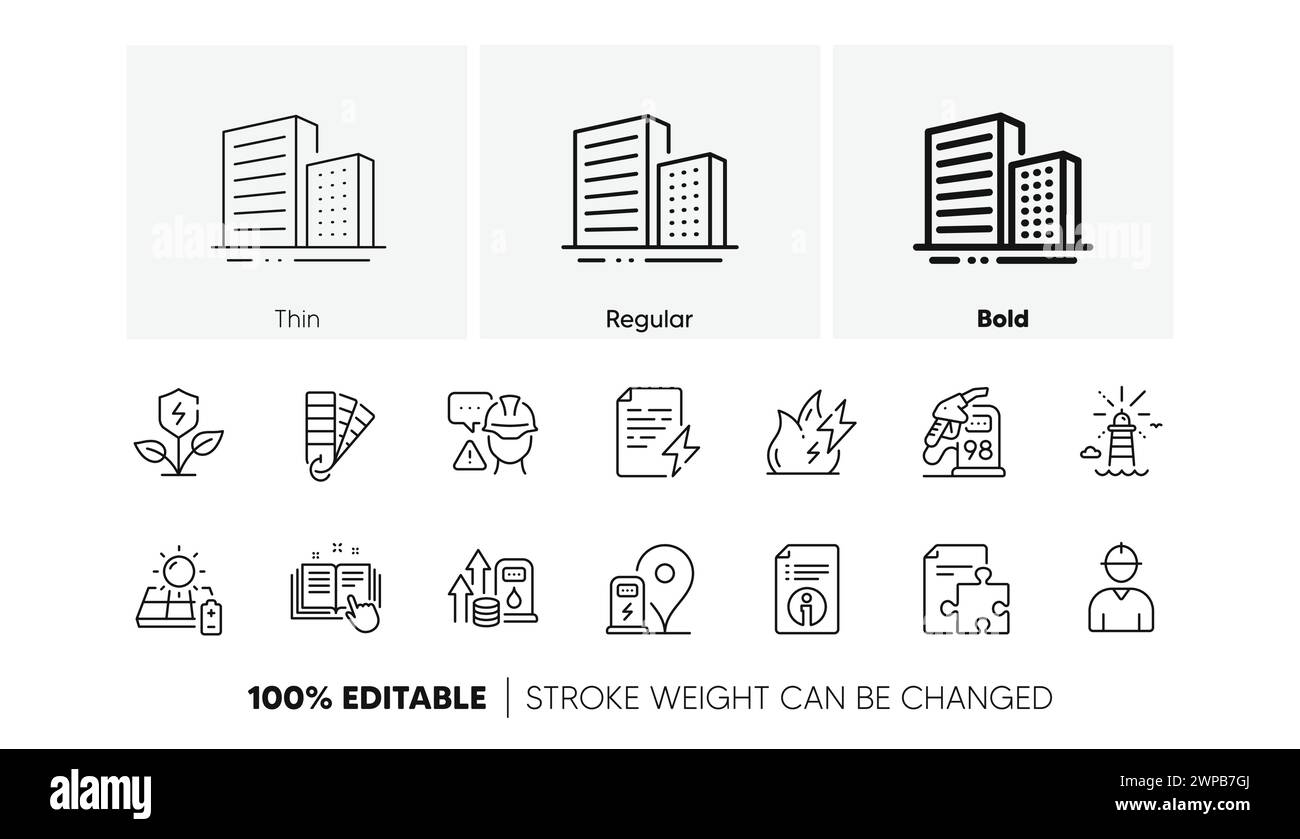 Eco power, Solar panel and Engineer line icons. For web app, printing. Line icons. Vector Stock ...