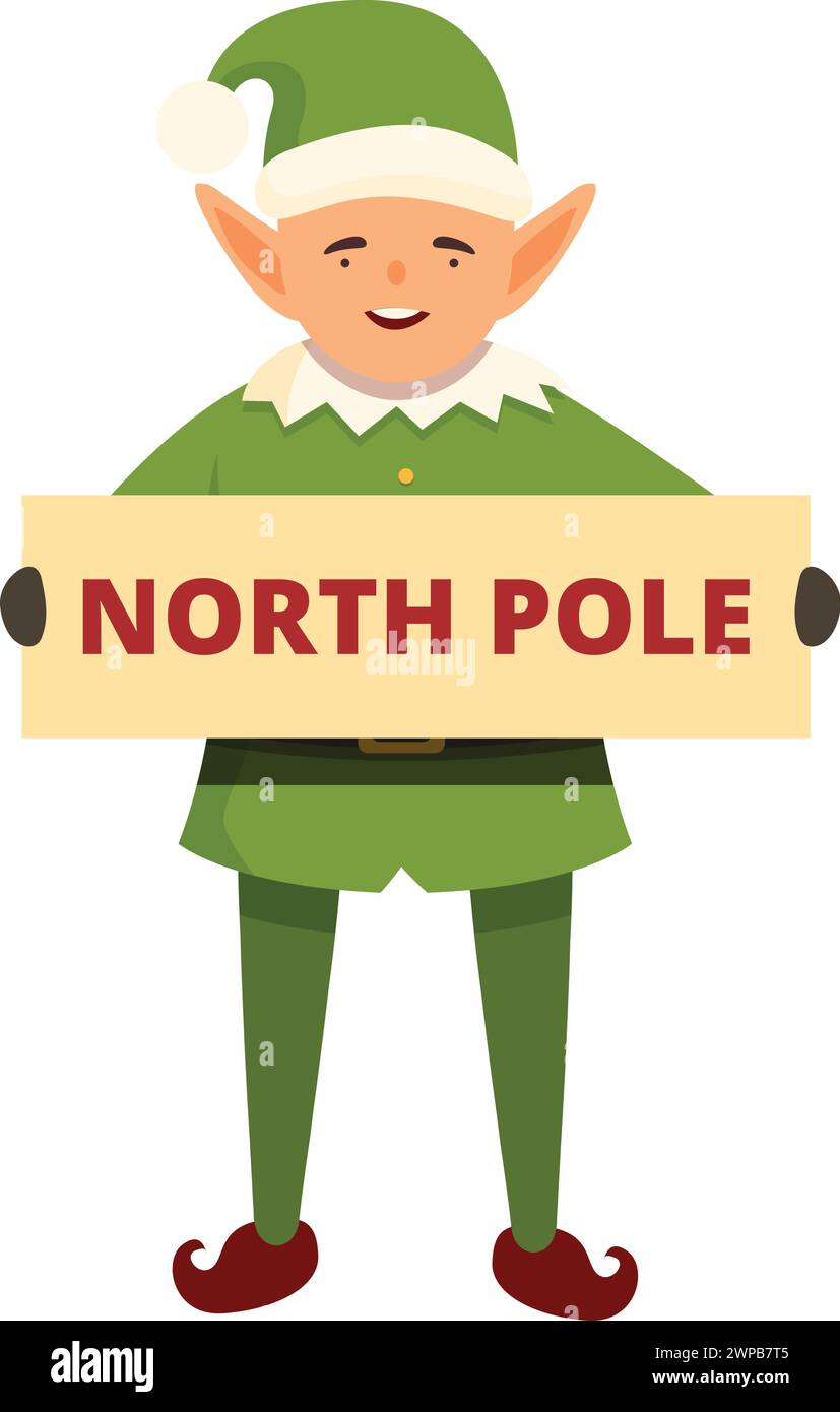 Elf take north pole banner icon cartoon vector. Xmas party festive ...