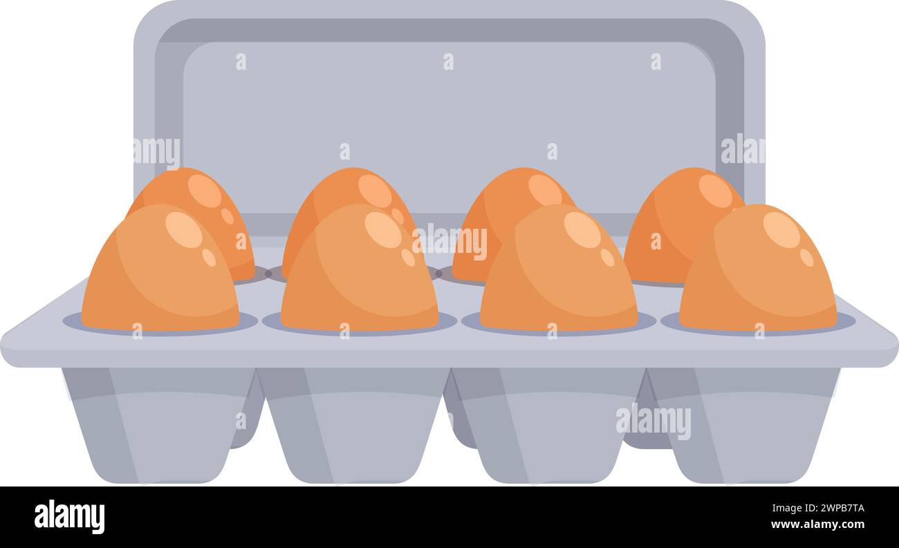Farm eggs box icon cartoon vector. Bird village. Hen stable worker ...