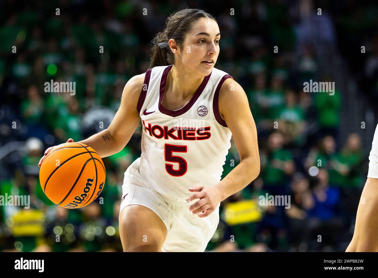 Virginia Tech guard Georgia Amoore (5) drives during the first half of ...