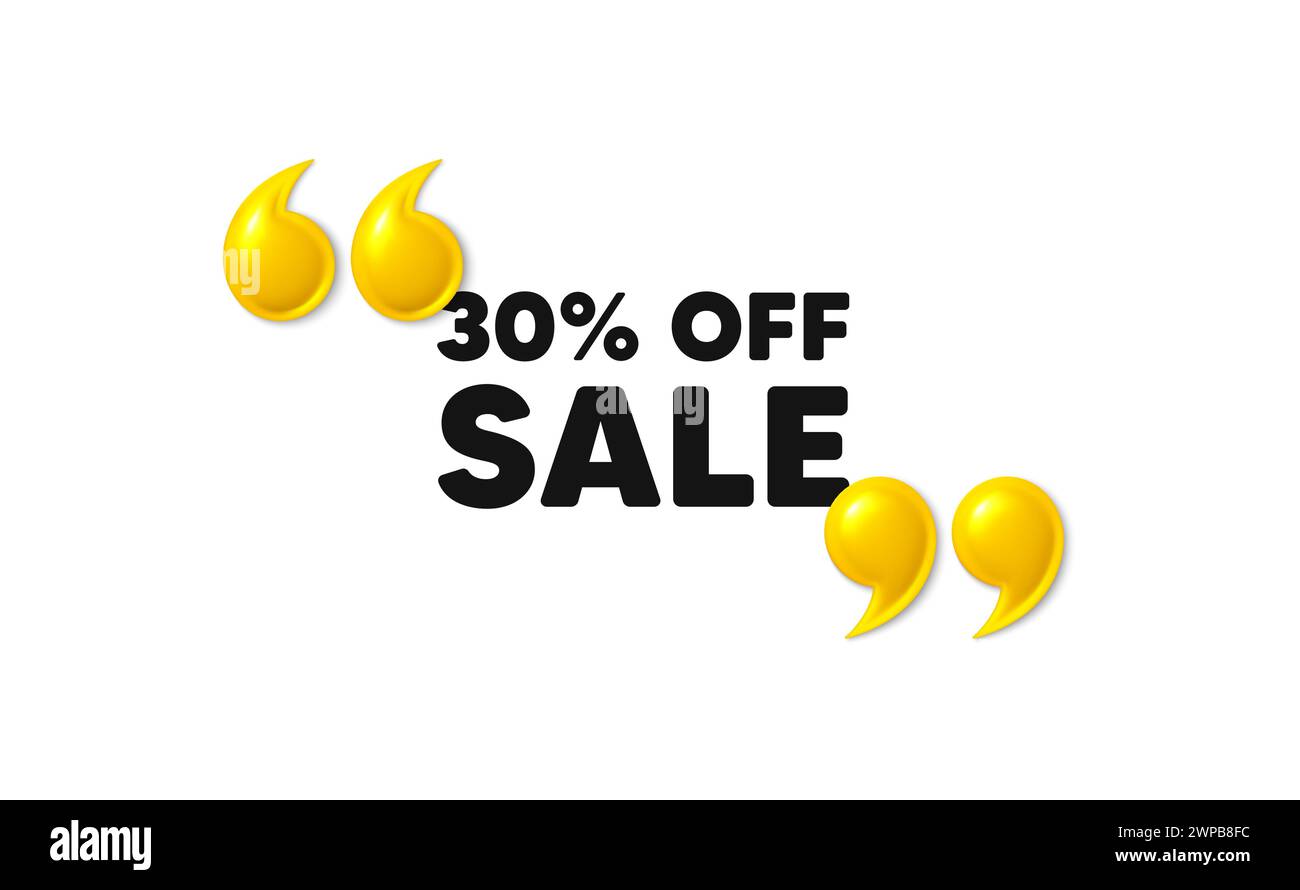 Sale 30 percent off discount. Promotion price offer sign. 3d quotation ...