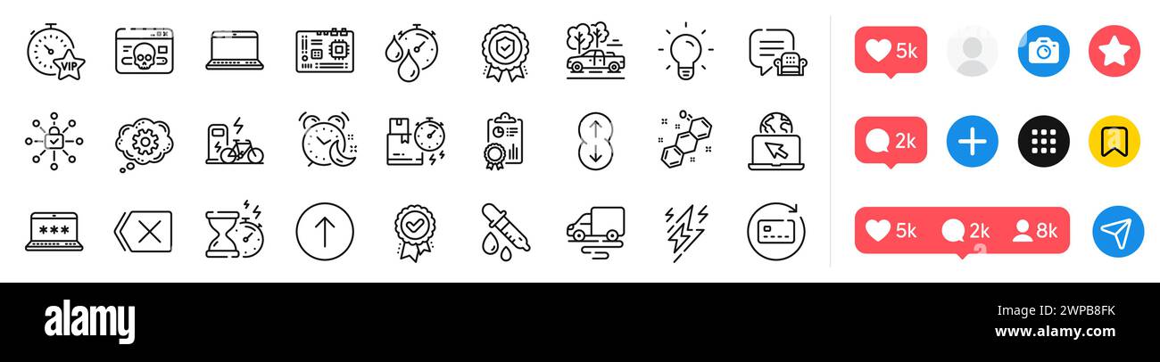 Delivery route, Cyber attack and Security lock line icons pack. For web ...