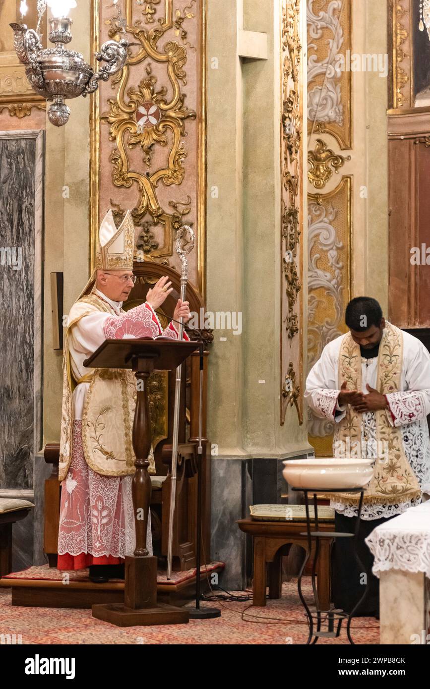GENOA, ITALY - APRIL 22 2023: Archbishop Angelo Bagnasco during the ...