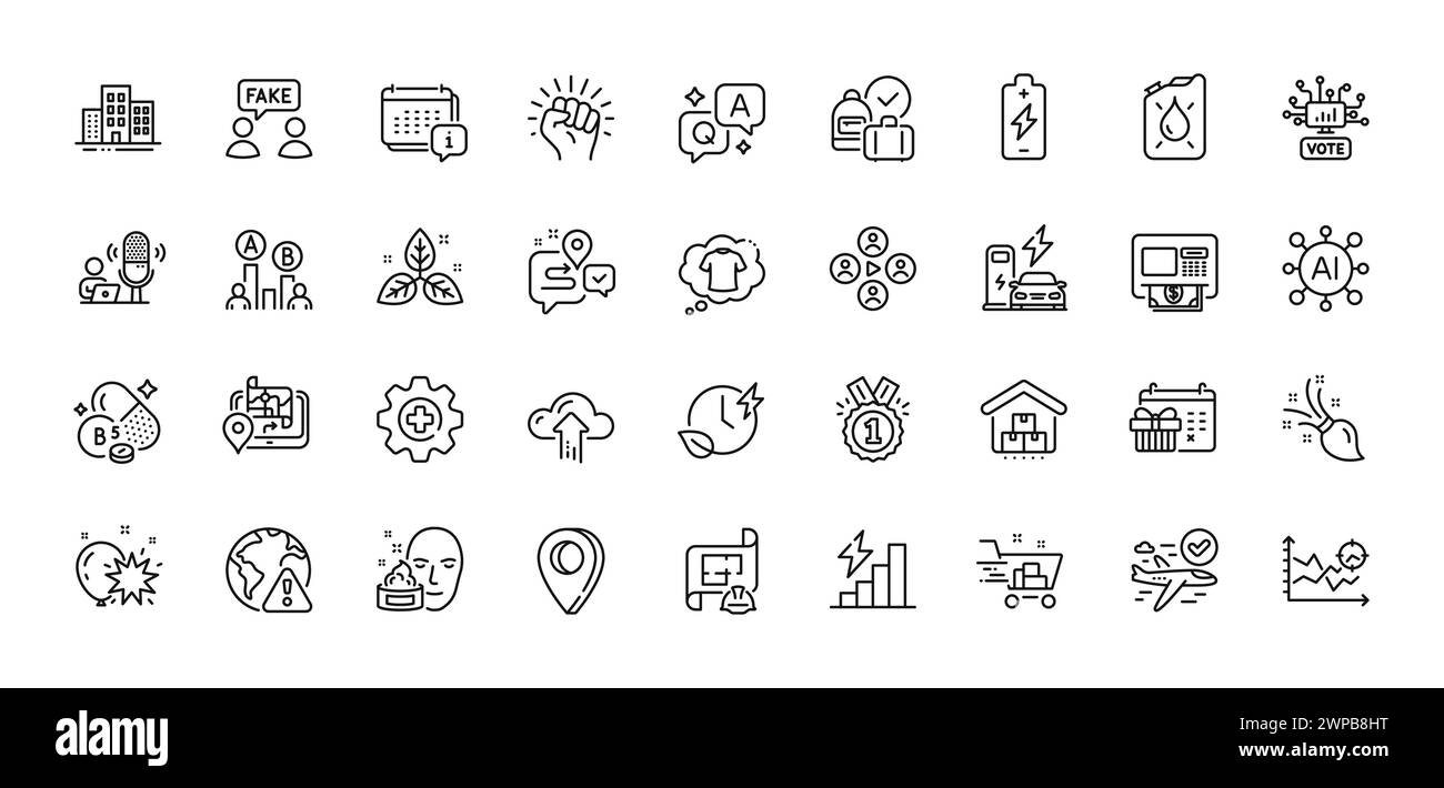 Ab testing, Engineering plan and T-shirt line icons pack. For web app ...