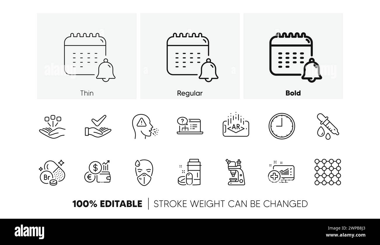 Cough, Sick man and Medical analytics line icons. For web app, printing. Line icons. Vector ...