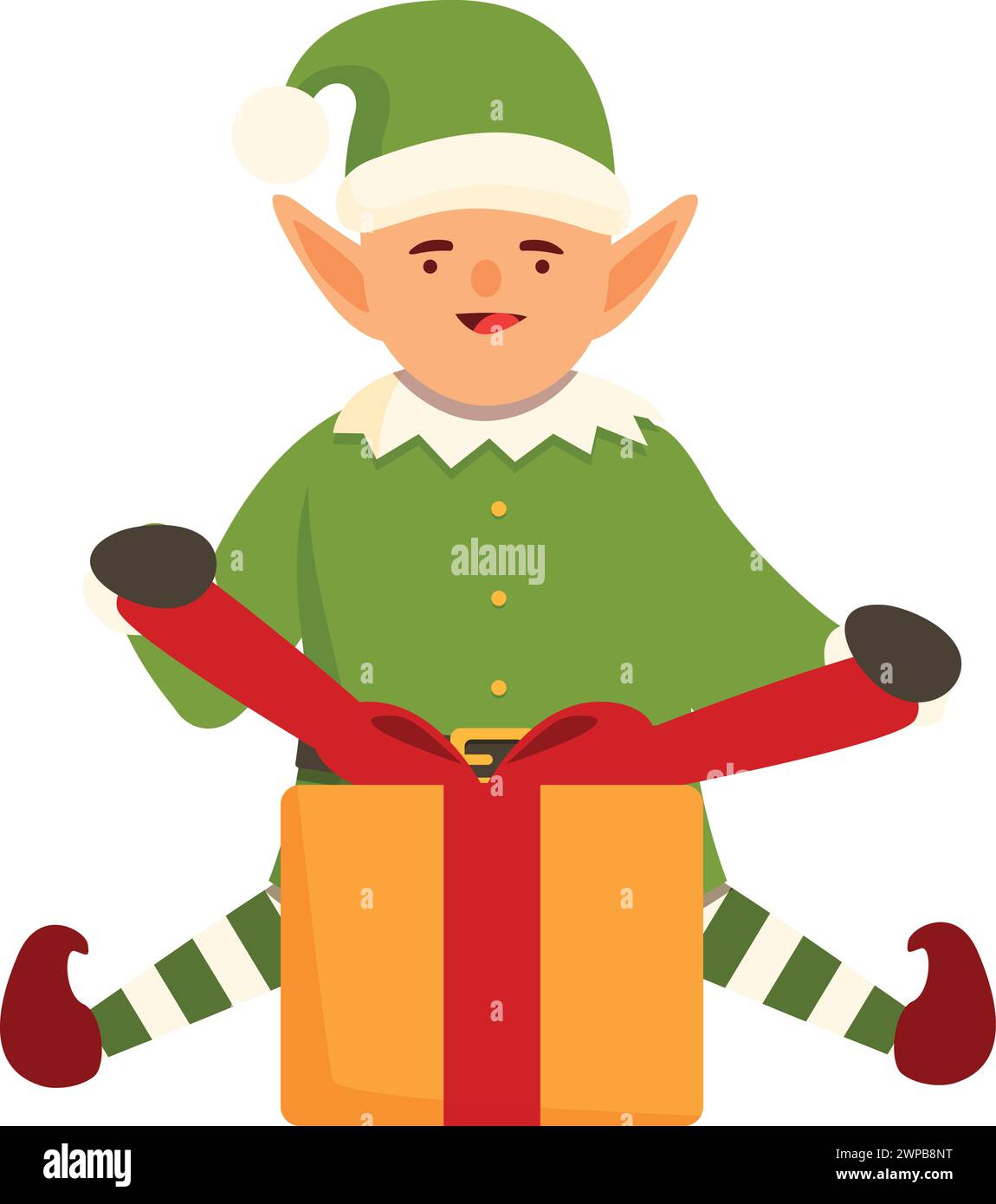 Magic gift box icon cartoon vector. Dwarf make decoration. Cute smiling ...