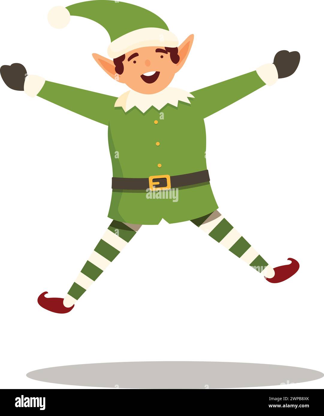 Happy elf jump icon cartoon vector. Smiling magic party. Christmas ...