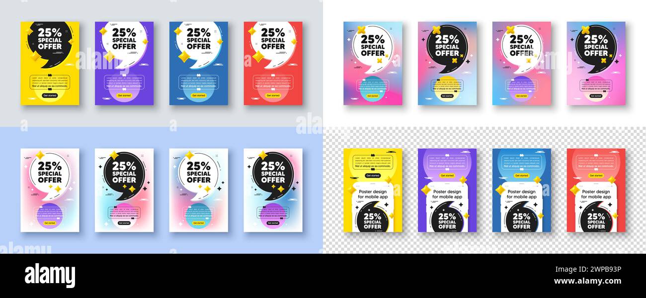 25 percent discount offer. Sale price promo sign. Poster templates ...