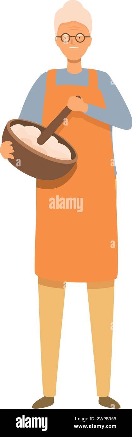Granny make some food icon cartoon vector. Home cooking. Social aged ...