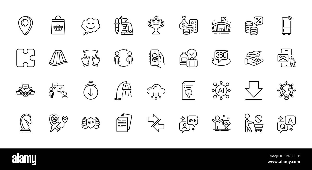 Victory Microscope And Teamwork Line Icons Pack For Web App Line Icons Vector Stock Vector