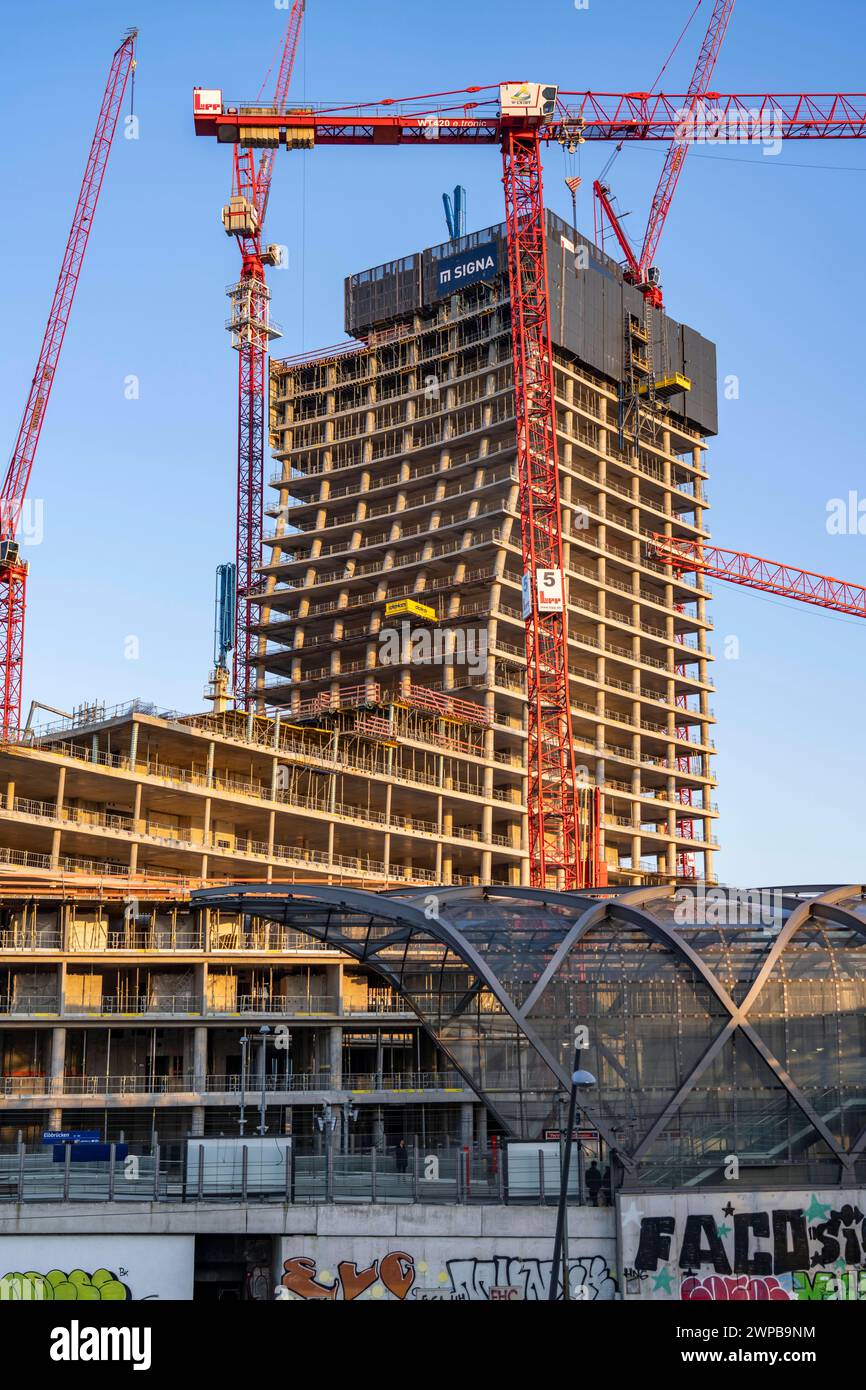 Rohbau des Bauprojekts Elbtower, der architektonische Abschluss der ...