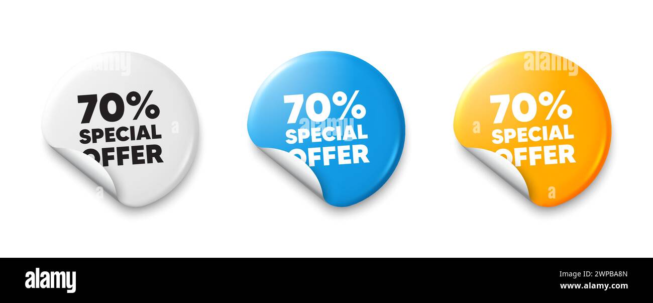 70 percent discount offer. Sale price promo sign. Price tag stickers ...