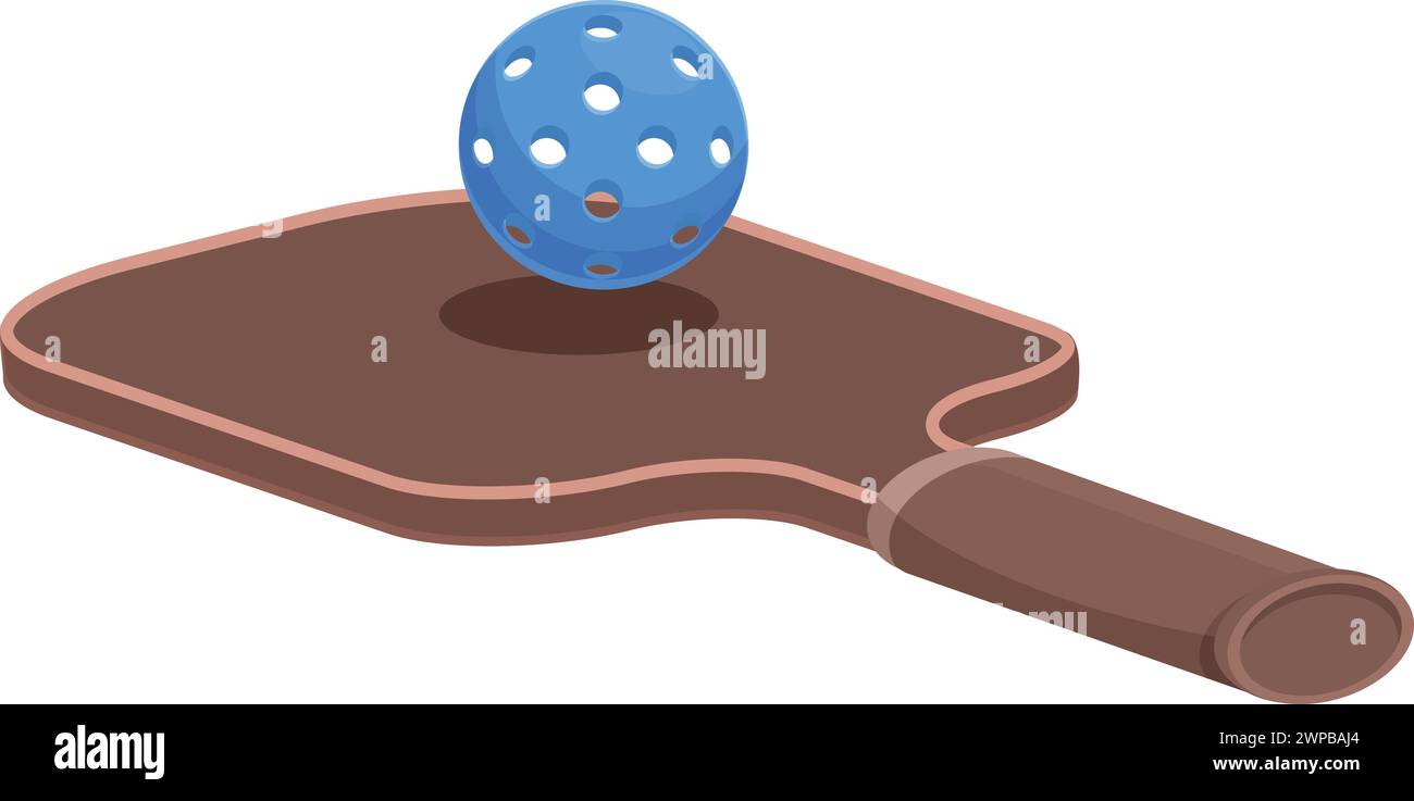 Paddle ball racquet icon cartoon vector. Wiffle ball. Sphere holes ...