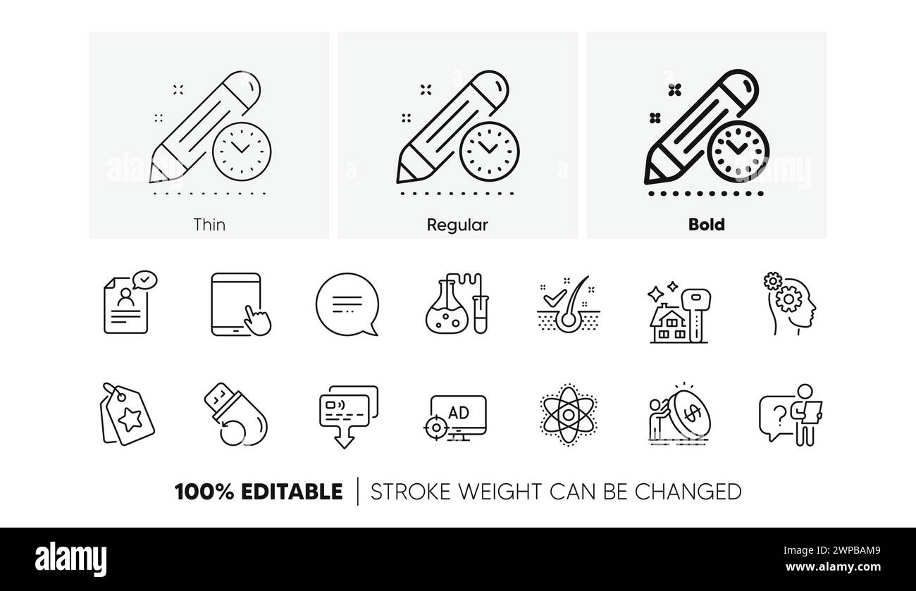 Inflation, Project deadline and Flash memory line icons. For web app, printing. Line icons ...