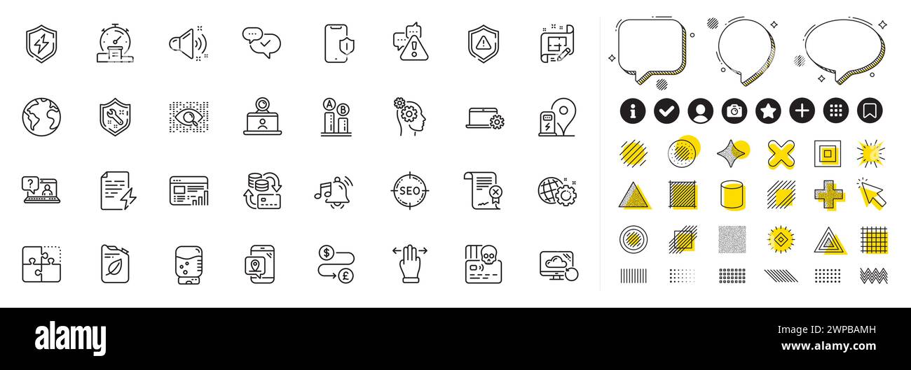 Set of Seo, Loud sound and Ab testing line icons for web app. Pictogram ...