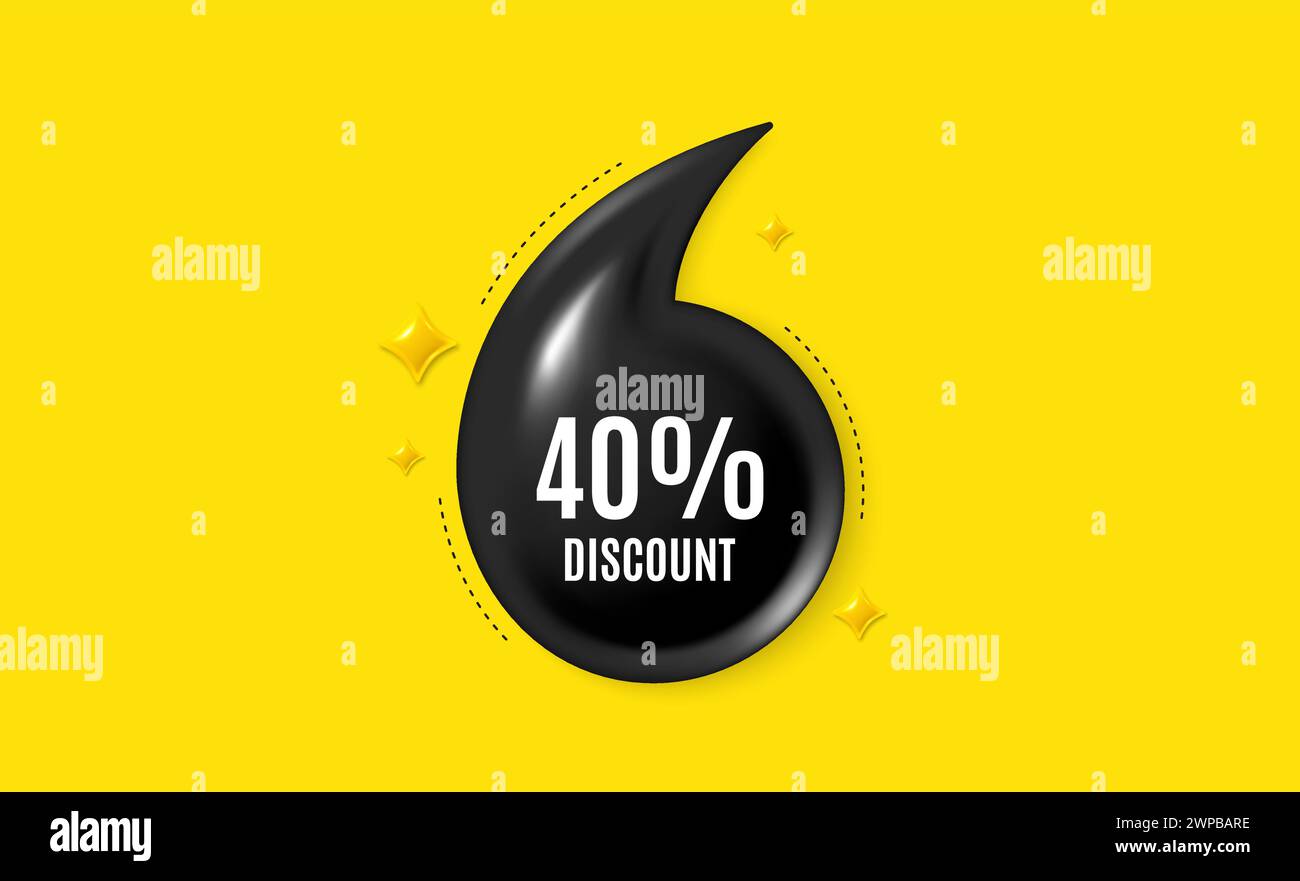 40 percent discount. Sale offer price sign. Offer 3d quotation banner ...