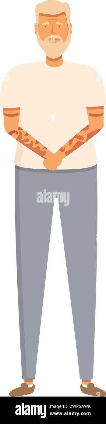 Senior man tattoos icon cartoon vector. Restaurant biker. Concert retro ...