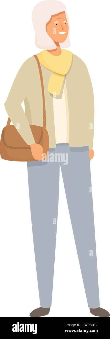 Travel Bag Person Icon Cartoon Vector Active Person Senior Happy