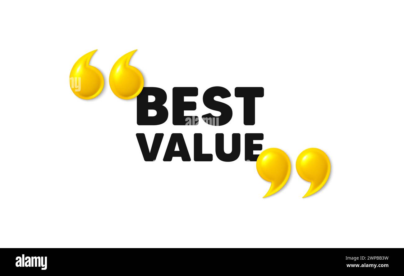 Best value tag. Special offer sale sign. 3d quotation marks. Vector ...