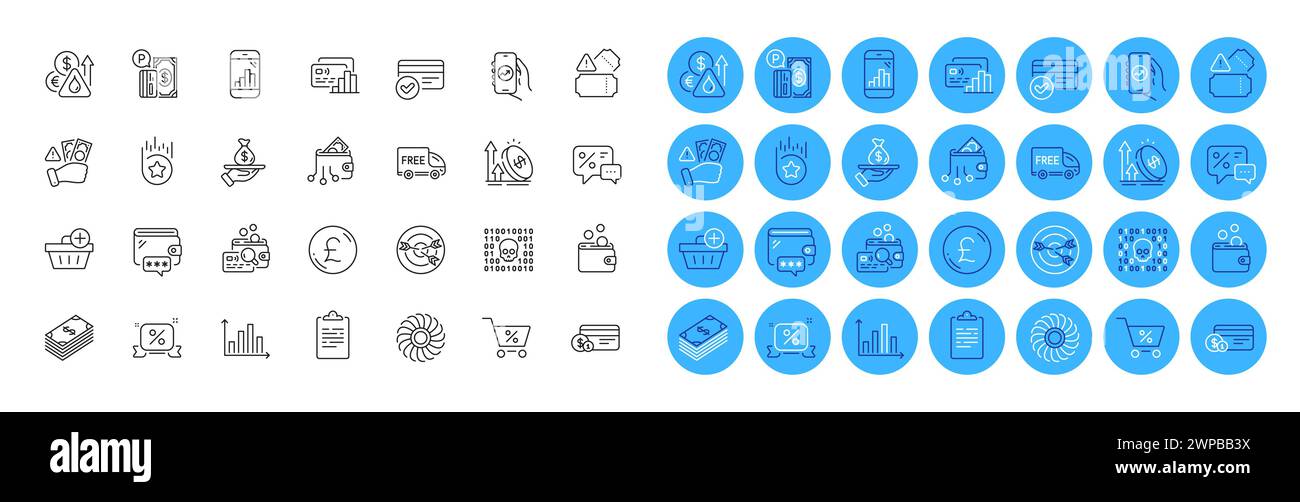 Targeting, Fan engine and Pound money line icons pack. For web app ...