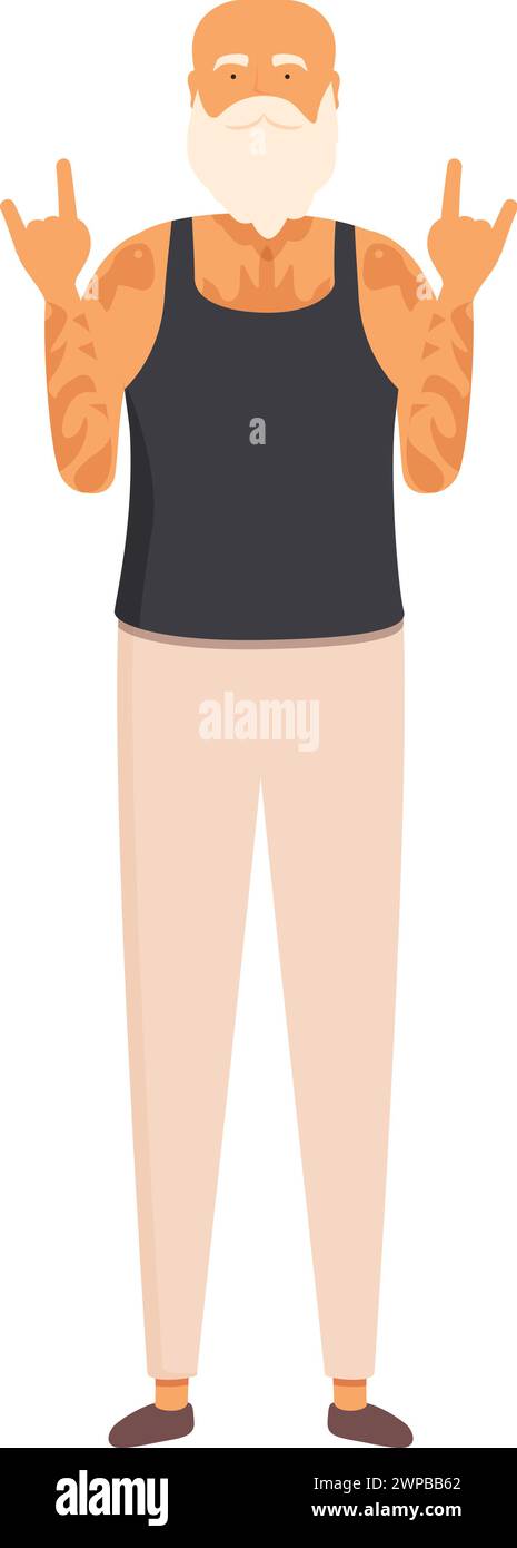 Rocker tattoos body icon cartoon vector. Healthy smile. Person man ...