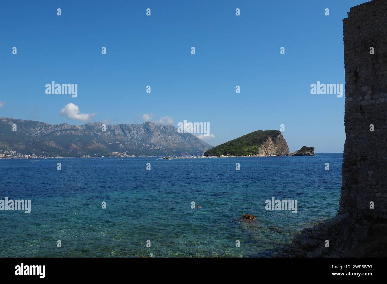Budva, Montenegro. Beautiful summer day on the Adriatic Sea. Sveti ...