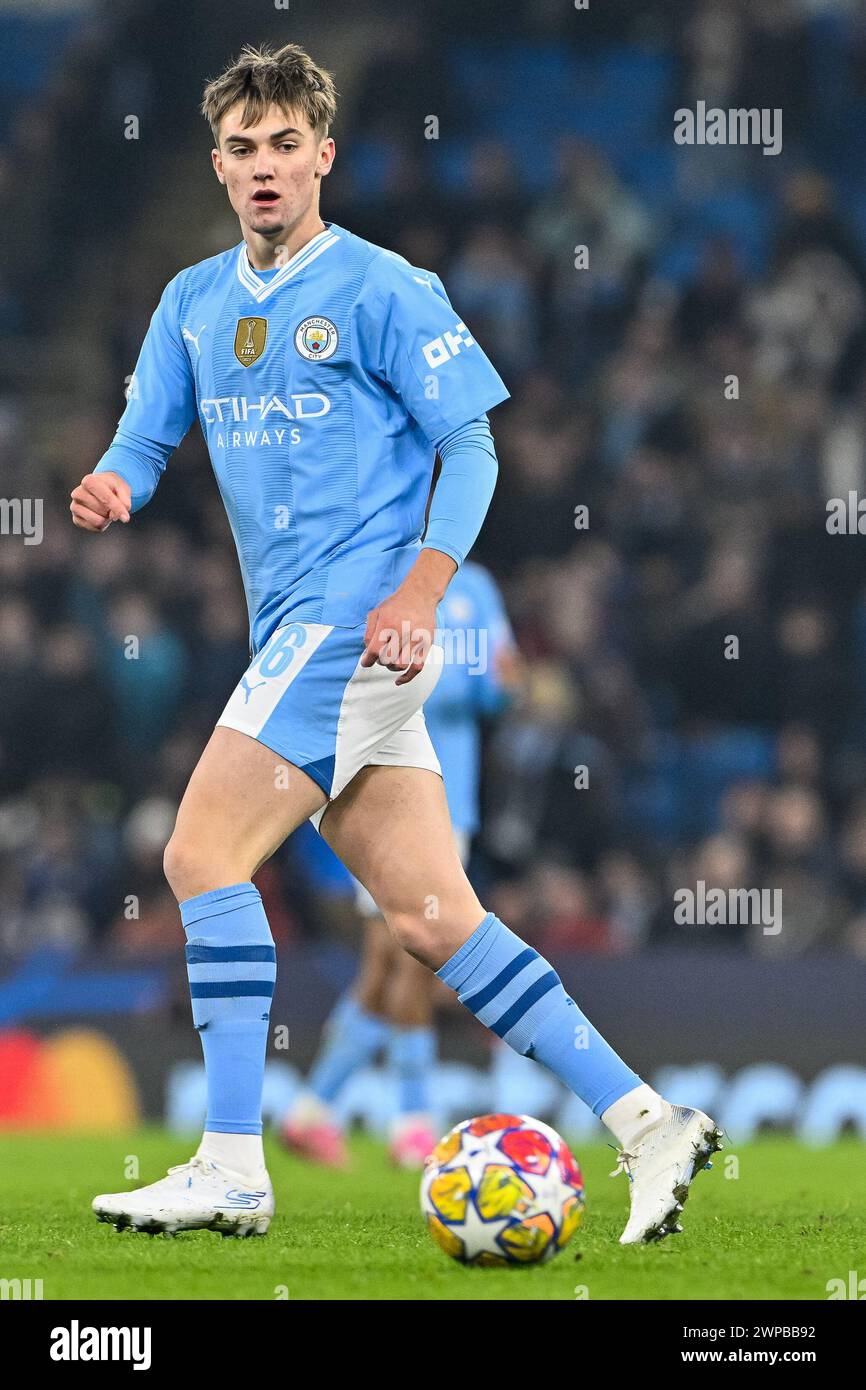 Jacob Wright of Manchester City in action during the UEFA Champions ...