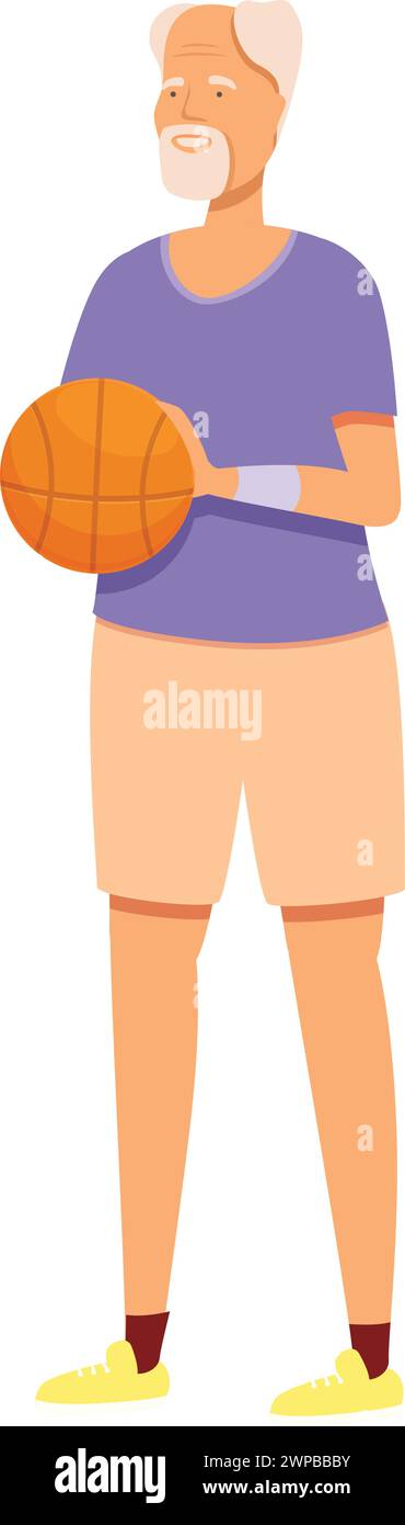 Active senior basketball icon cartoon vector. Human workout. Active ...