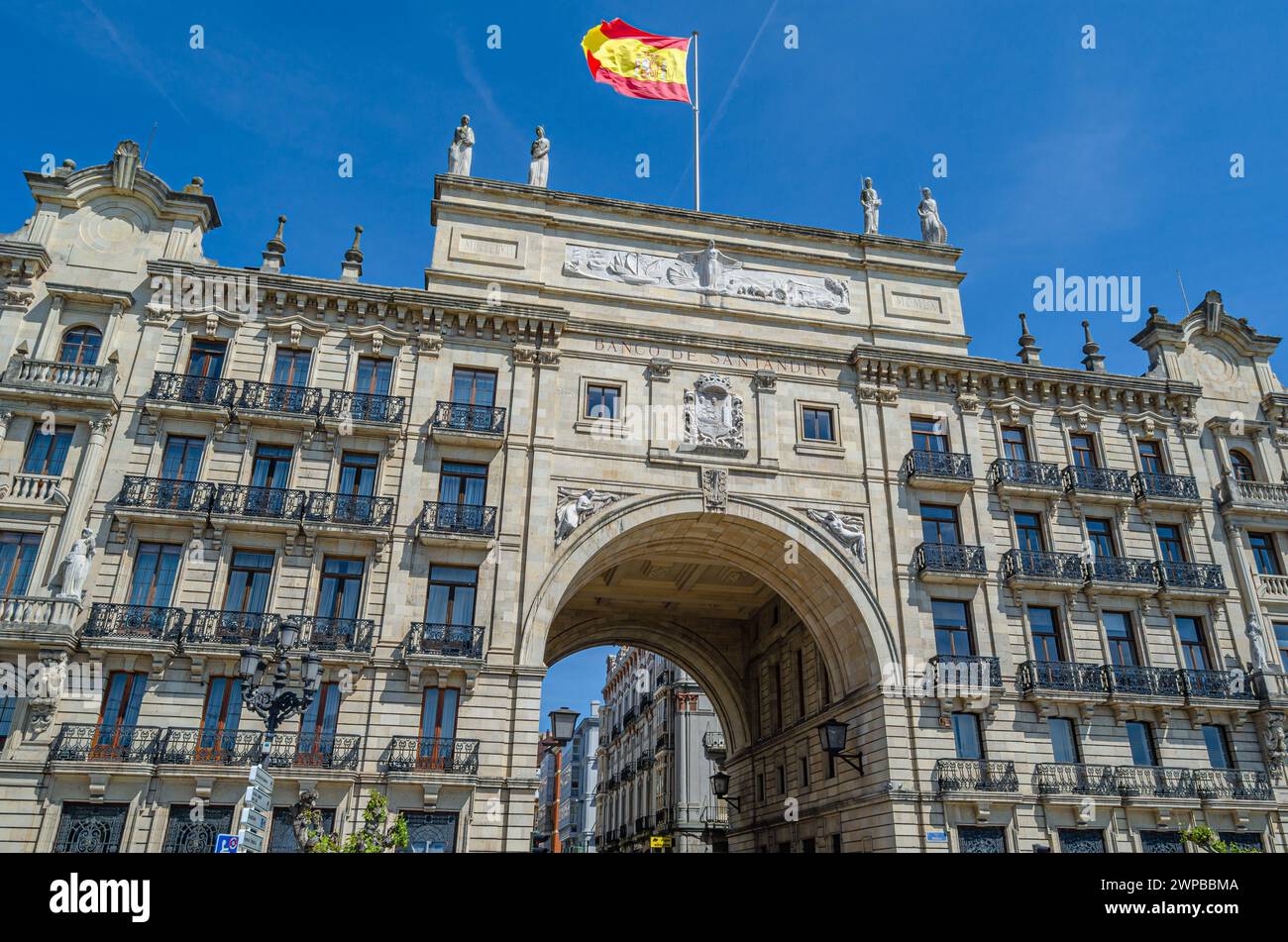 SANTANDER, SPAIN - MAY 4, 2014: The Banco de Santander building is the ...