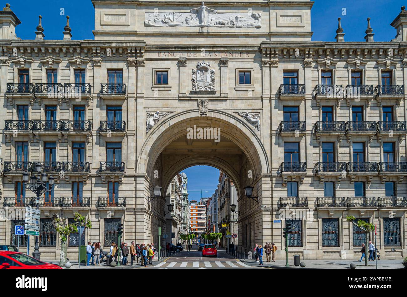 SANTANDER, SPAIN - MAY 4, 2014: The Banco de Santander building is the ...