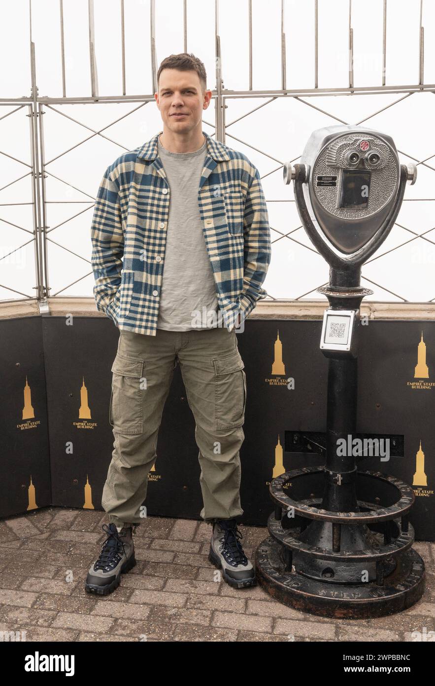 Jake Lacy visits Empire State Building in New York on March 6, 2024 to ...