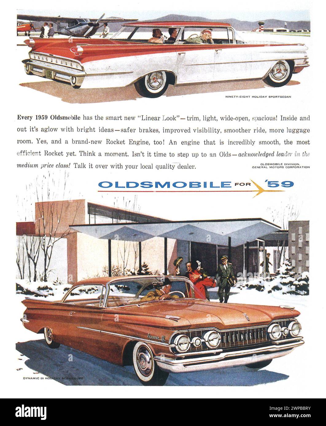 1959 Oldsmobile 98 Holiday Sports Sedan Dynamic 88 Scenicoupe Print Ad ...