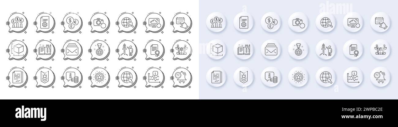 Package Size Time Management And Teamwork Line Icons For Web App Printing Line Icons Vector
