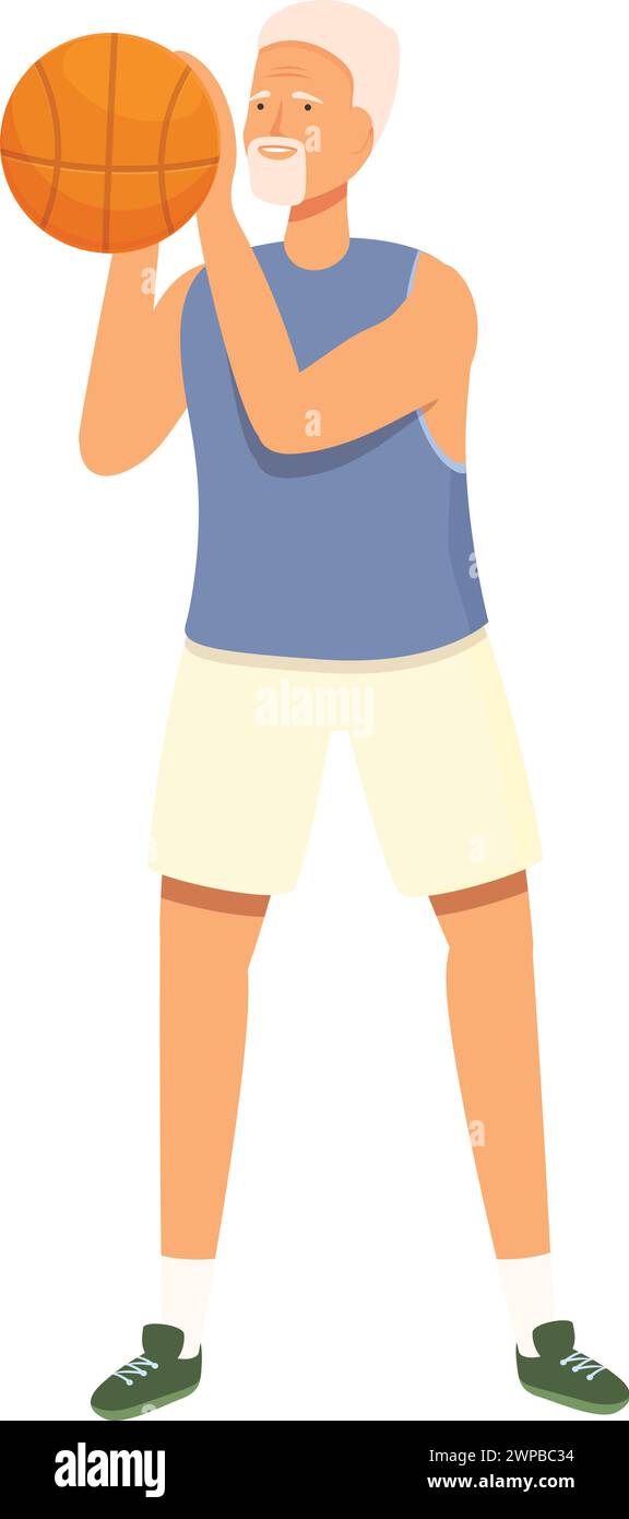 Basketball ball drop icon cartoon vector. Senior person workout. Care ...