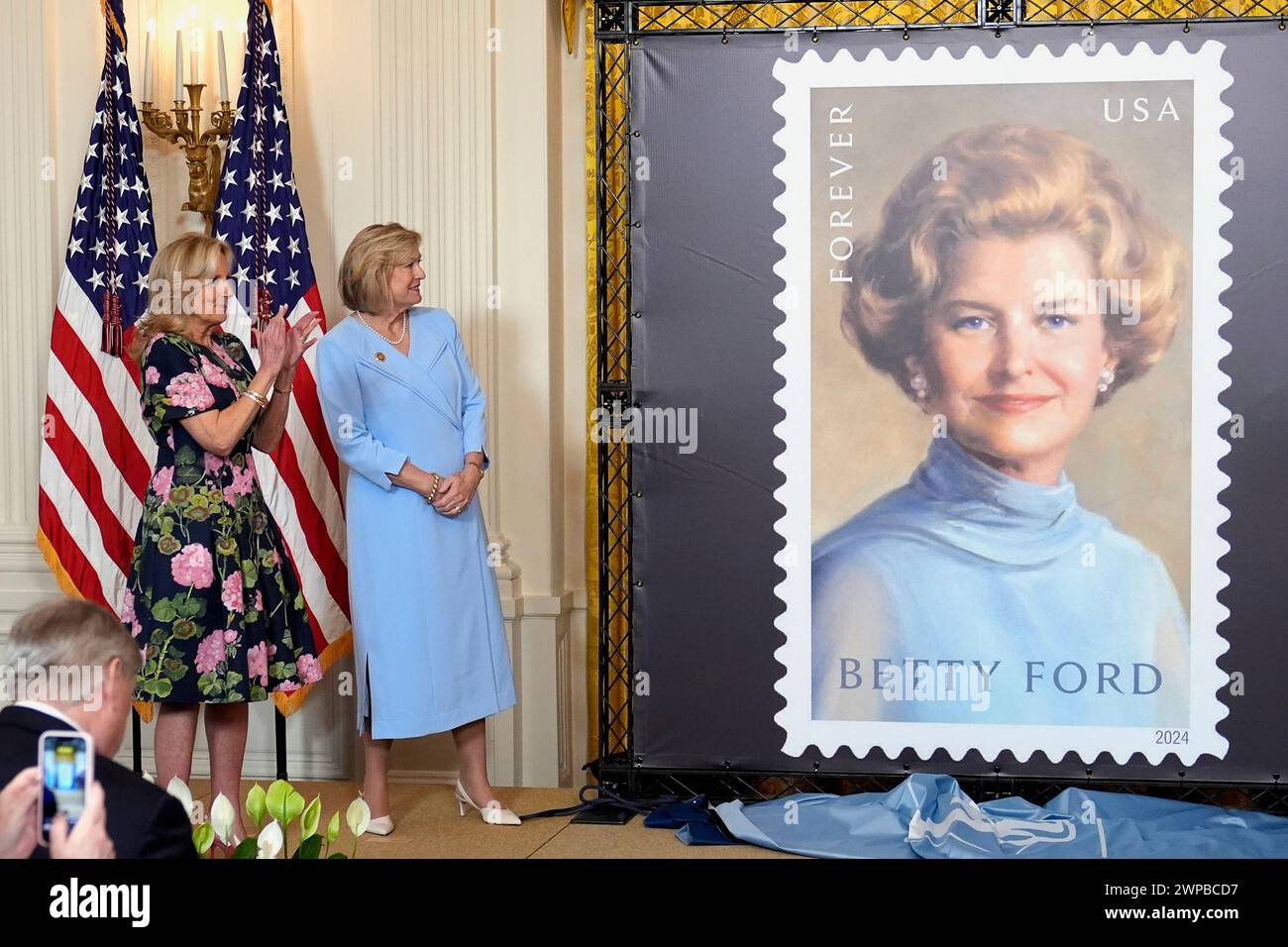 First lady Jill Biden, from left, and Susan Ford Bales, daughter of ...