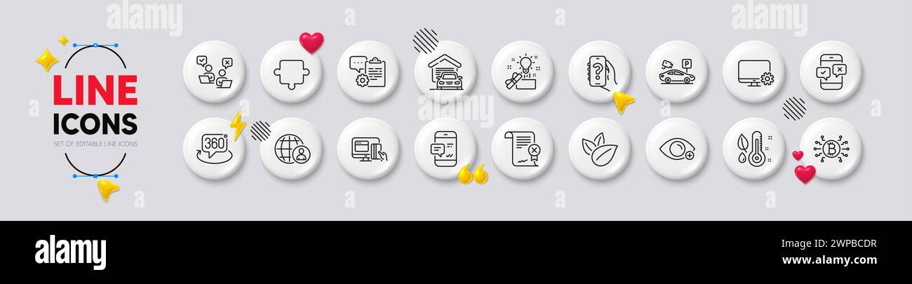 Creative idea, Farsightedness and International recruitment line icons. For web app, printing ...