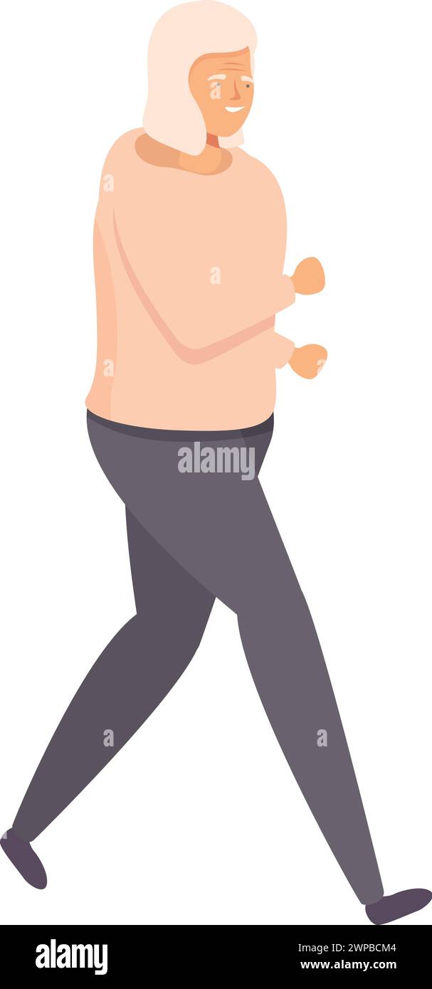 Senior woman run icon cartoon vector. Outdoor workout sport. Group ...