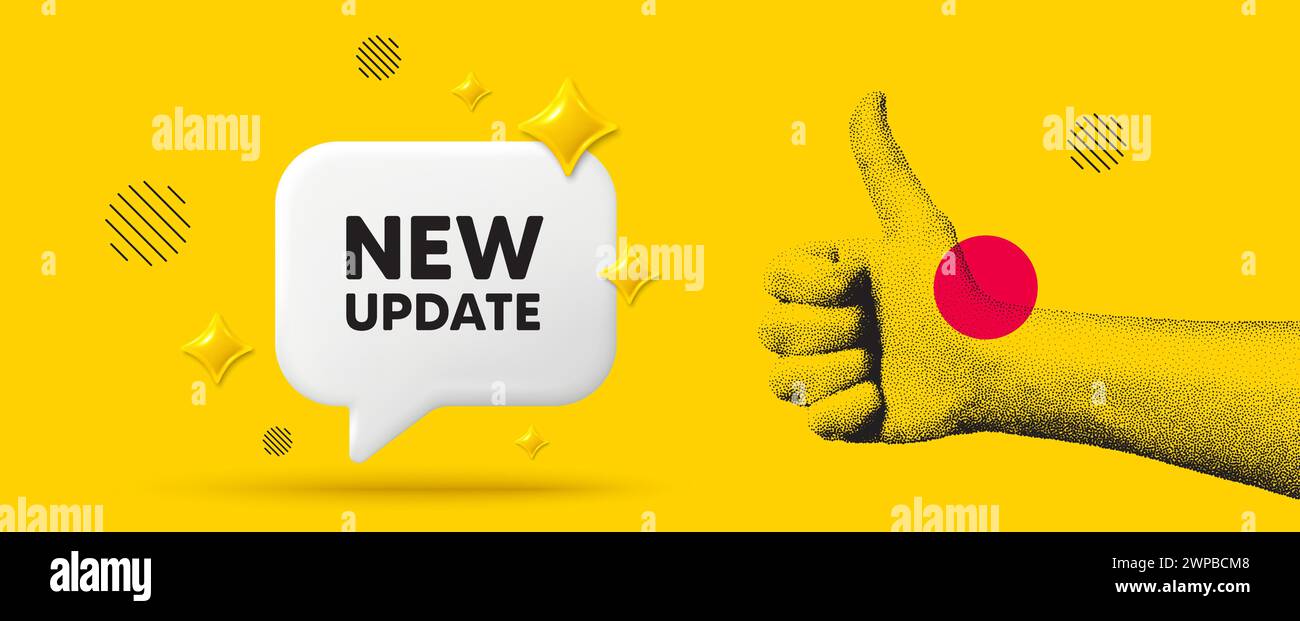 New update icon. Special offer sign. Hand showing thumb up like. Vector ...