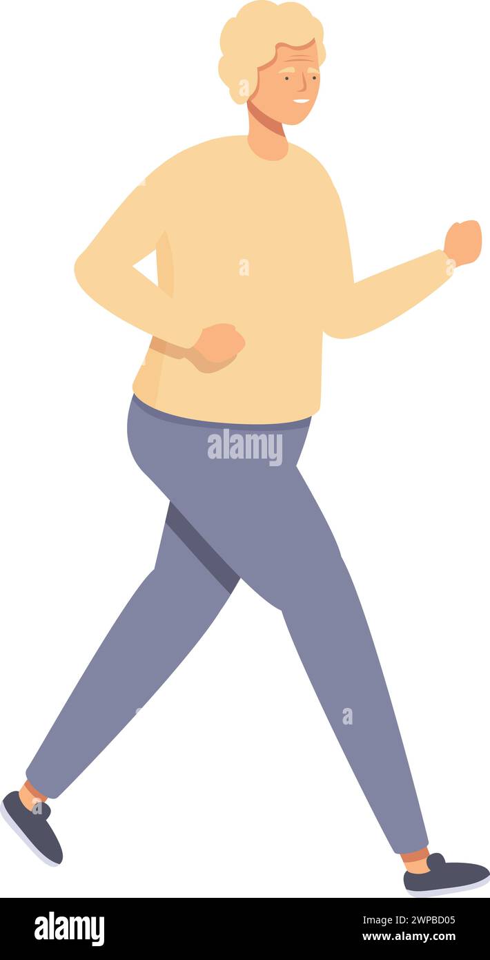 Sport slow running icon cartoon vector. Senior woman run. Nature ...