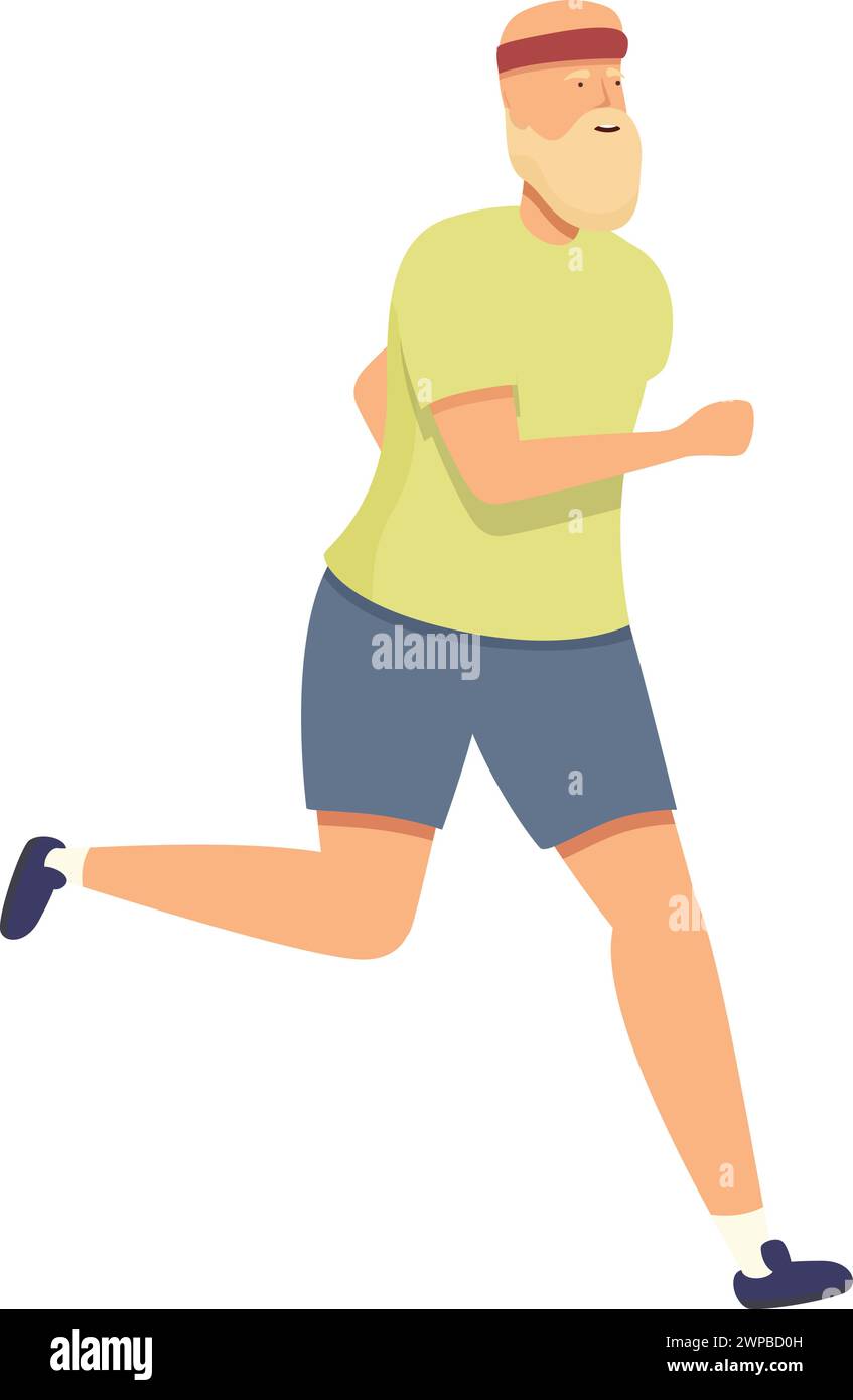 Fast senior run icon cartoon vector. Group mature workout. Outdoor ...