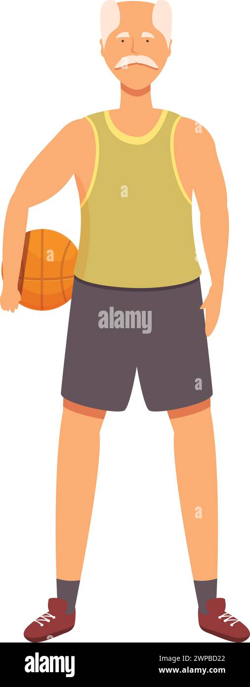 Old man basketball workout icon cartoon vector. Age training. Person ...