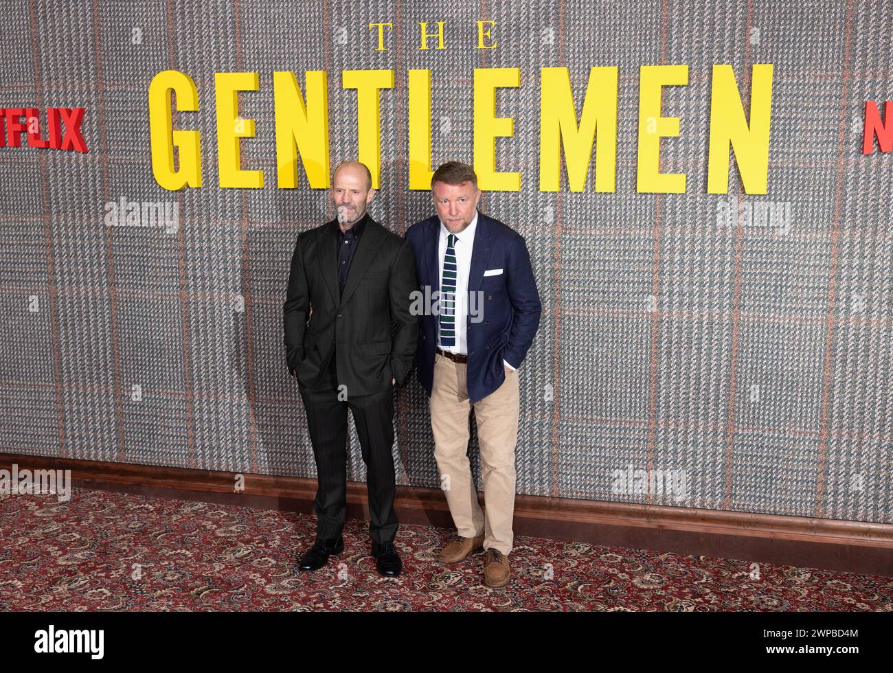 London, UK. March 5th, 2024. Jason Statham and Guy Ritchie attend THE GENTLEMEN UK Series Global ...
