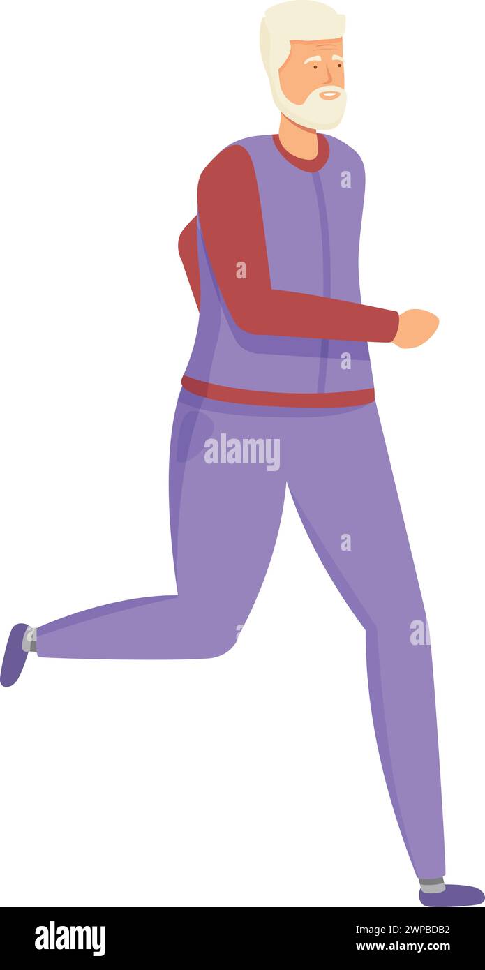 Sport morning run icon cartoon vector. Senior man active. Workout ...