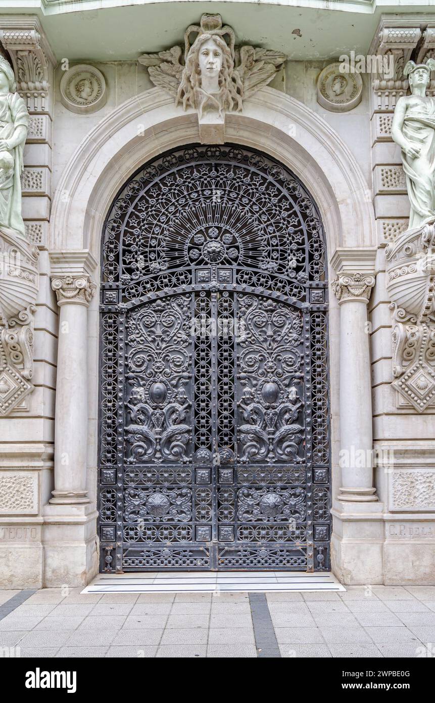 Architectural detail, view of a wrought iron gate Stock Photo - Alamy