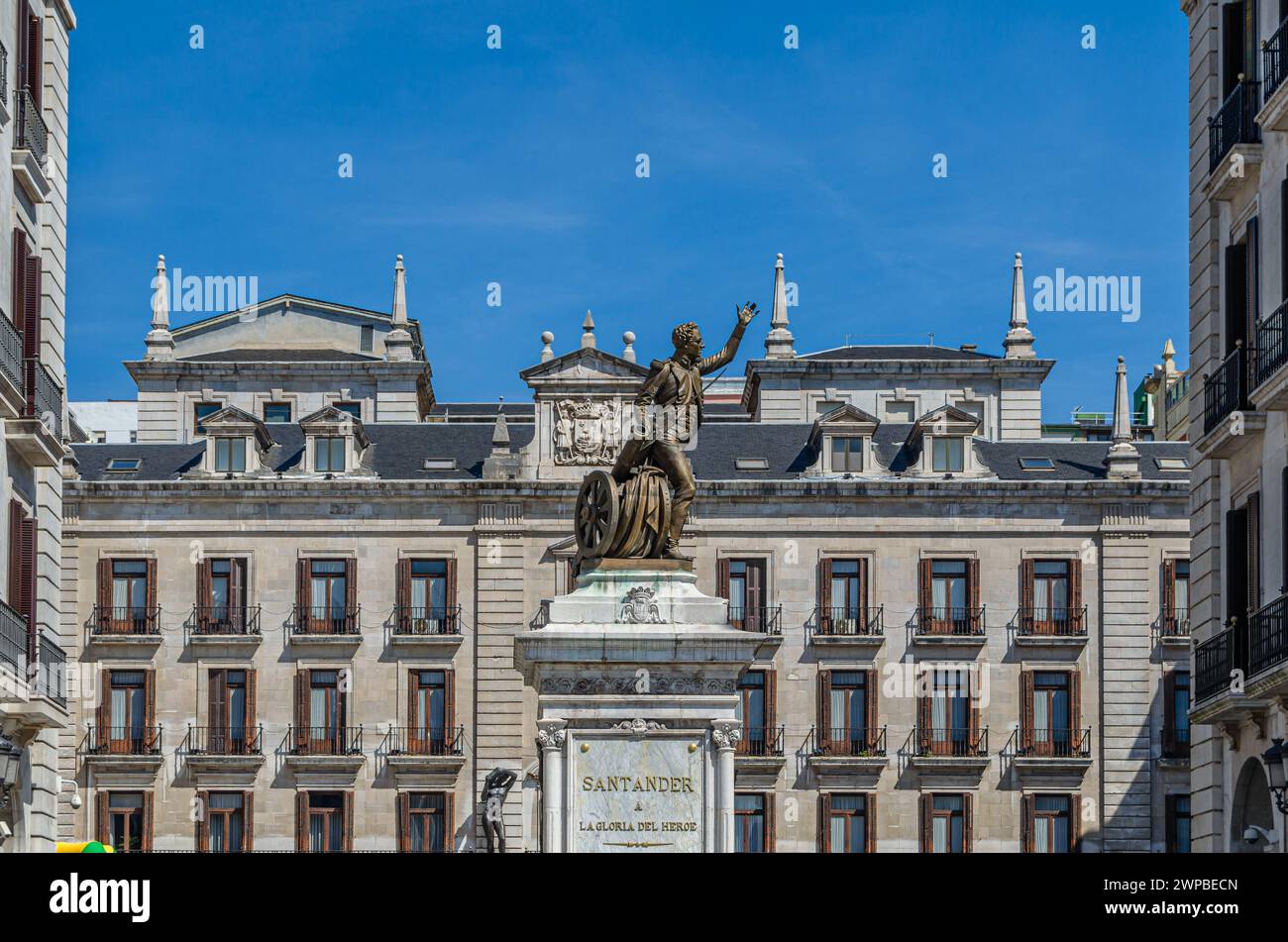 Statue "Monument to Pedro Velarde", in Santander, Spain, work of the ...