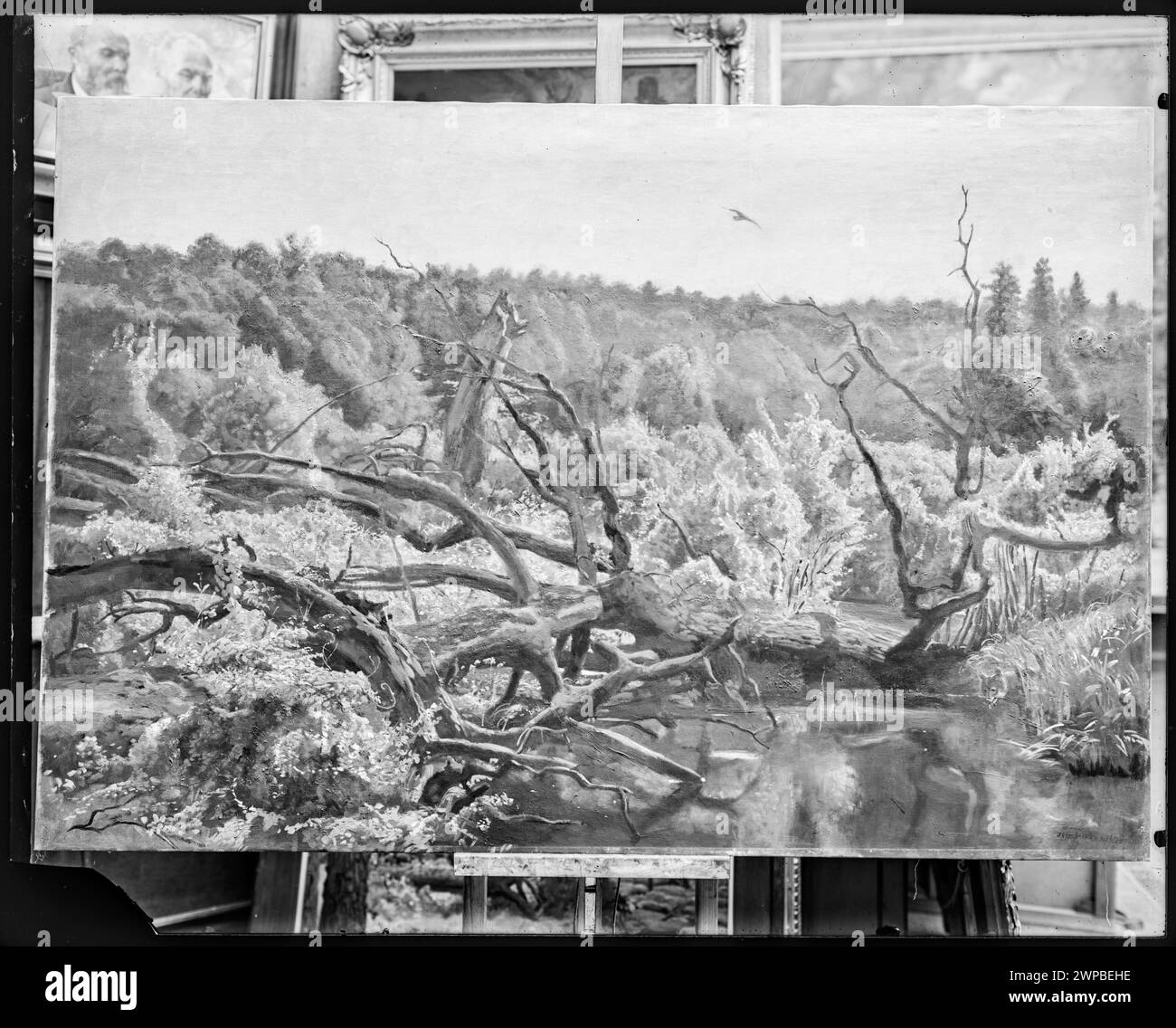 Historical landscape painting depicting Black and White Stock Photos ...
