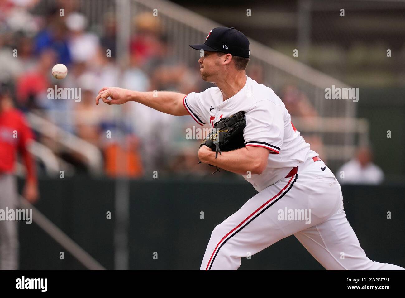 Minnesota Twins relief pitcher Justin Topa throws in the sixth inning ...